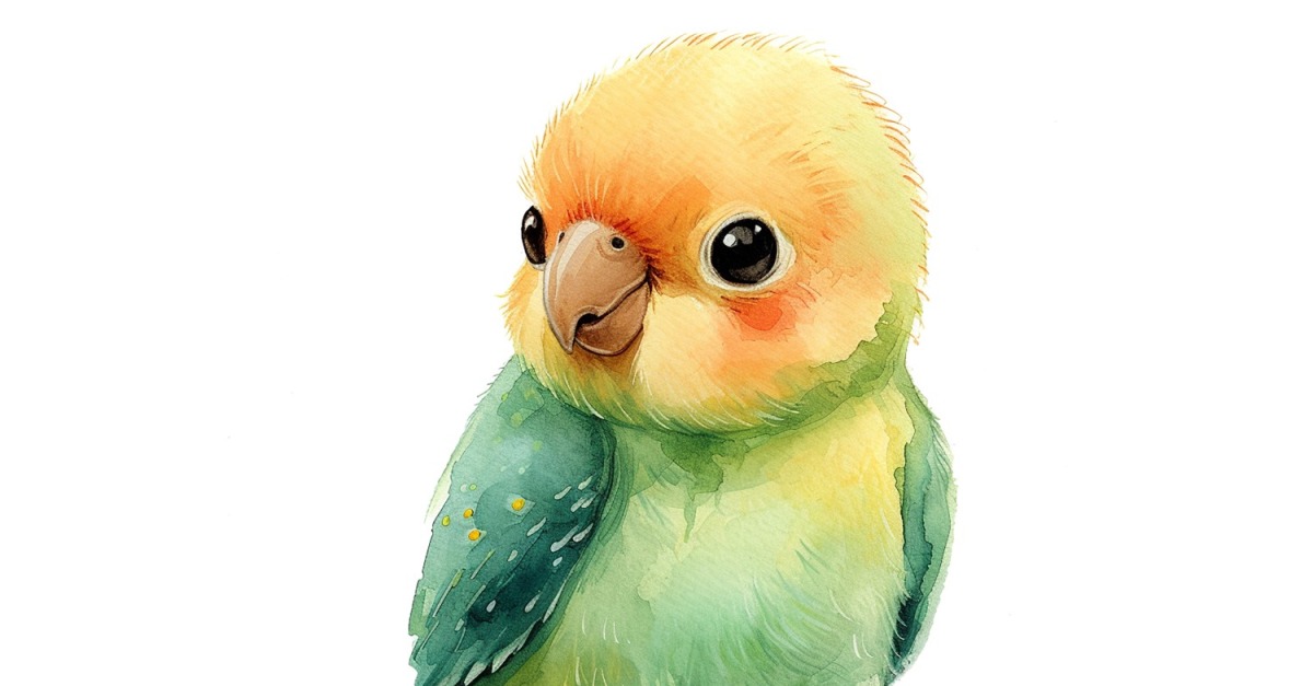 Cute Parrot Bird Baby Watercolor Handmade illustration 1