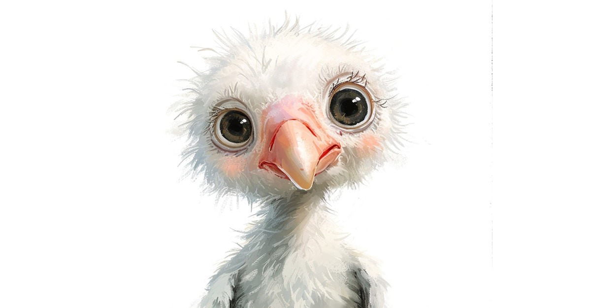 Lindo Buitre Pájaro Bebé Acuarela Ilustración hecha a mano 1