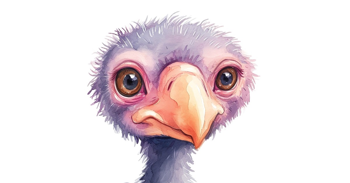 Lindo Buitre Pájaro Bebé Acuarela Ilustración hecha a mano 3