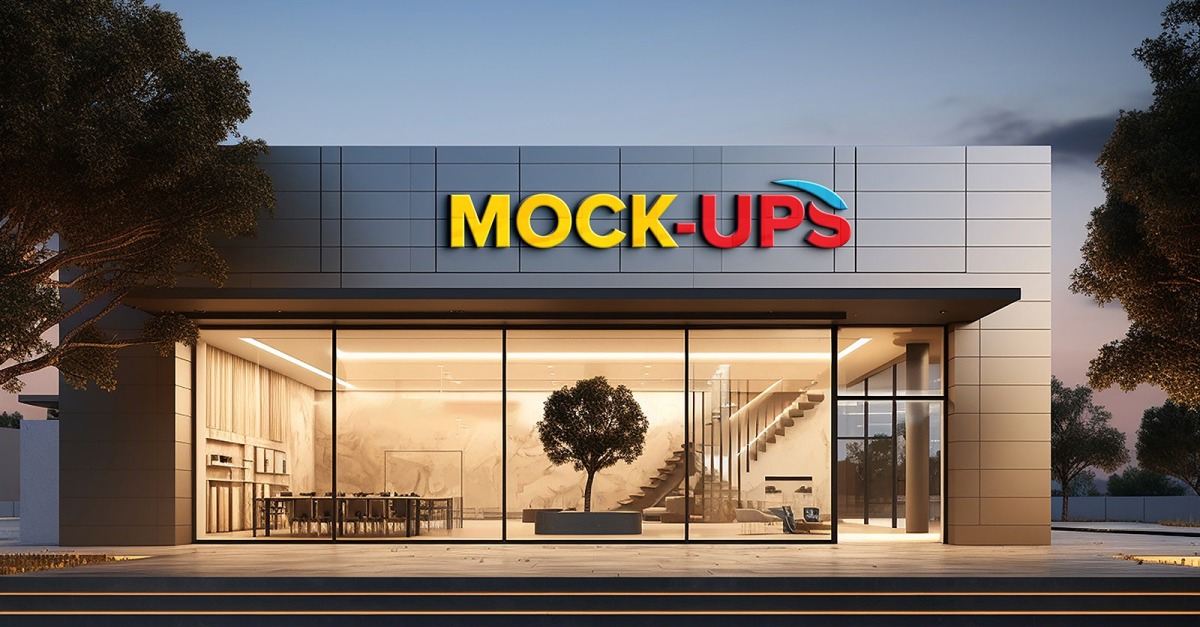 Logo shop sign mockup realistic psd #422391 - TemplateMonster