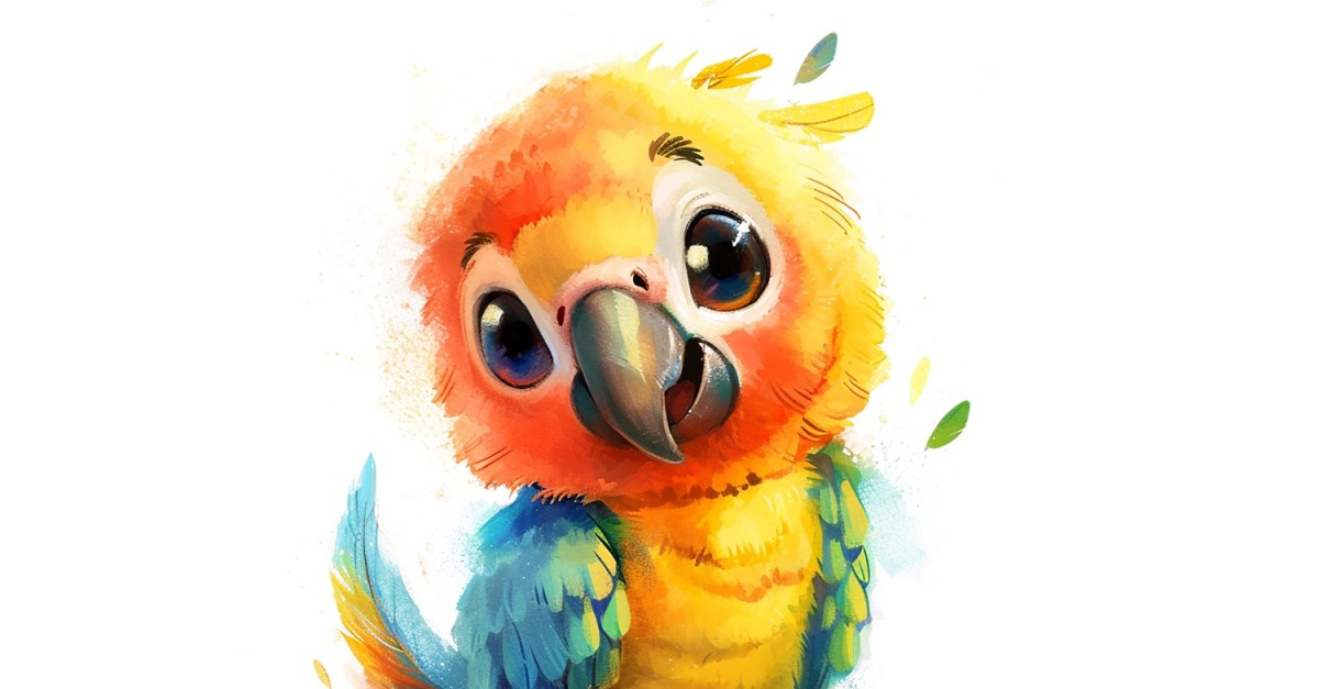 Mignon ara oiseau bébé aquarelle illustration faite à la main 2