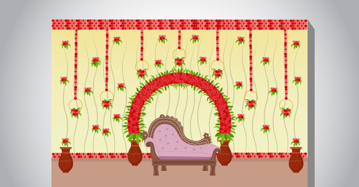 Rose Flower Wedding Stage Decoration Illustration Template