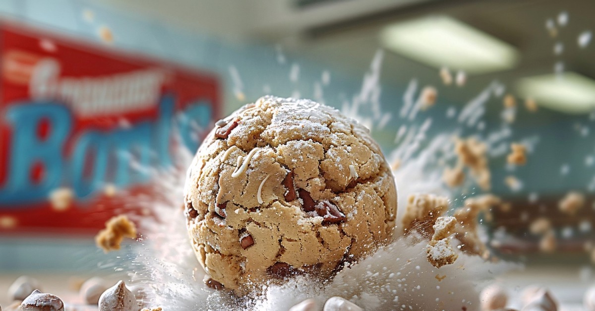 Floating Chocolate chip cookies with milk splashes 107