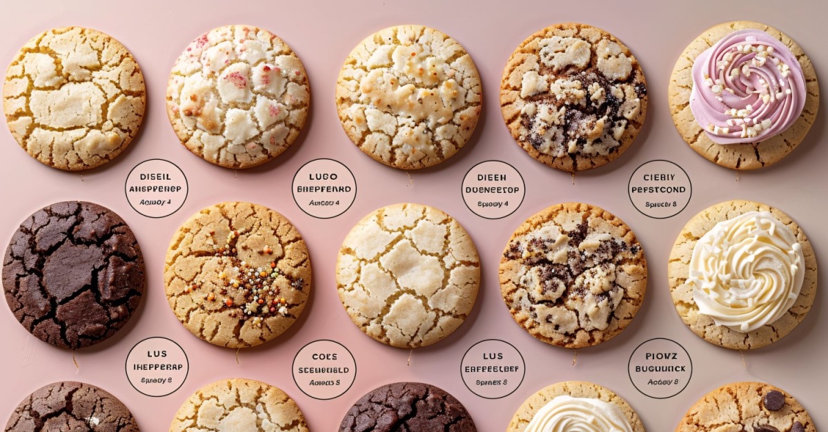 Chocolate chip cookies collage on pink background 118