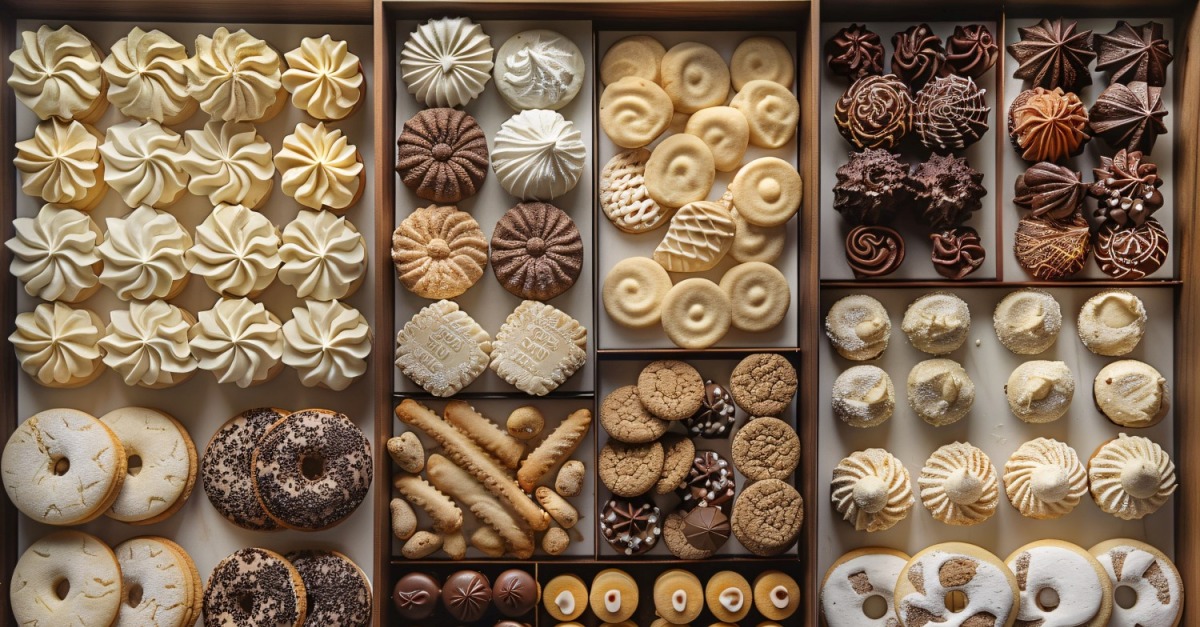 Différents collages de biscuits aux pépites de chocolat dans la boîte 117