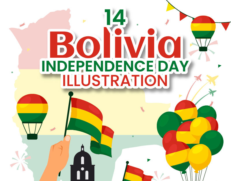 14 Día de la Independencia de Bolivia Ilustración
