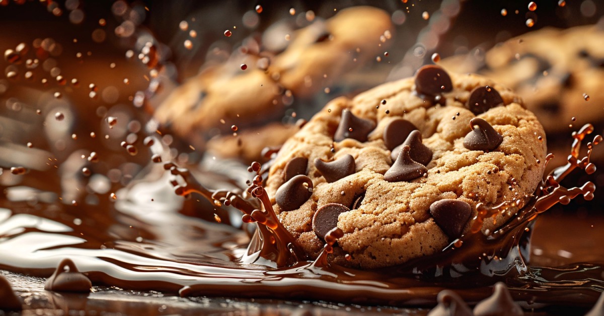 Floating Chocolate chip cookies with Chocolate splashes 160