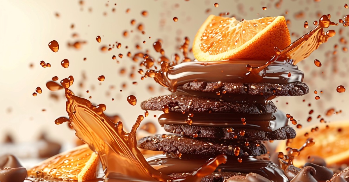 Floating Chocolate chip cookies with oil splashes 139