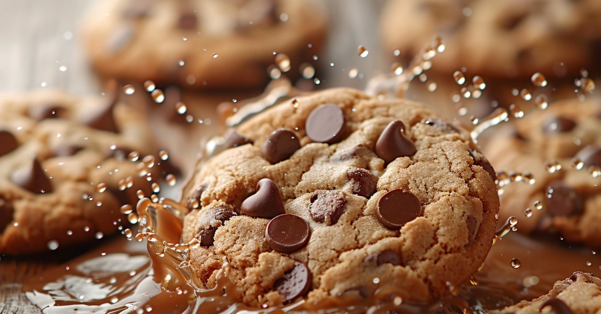 Floating Chocolate chip cookies with Oil splashes 153