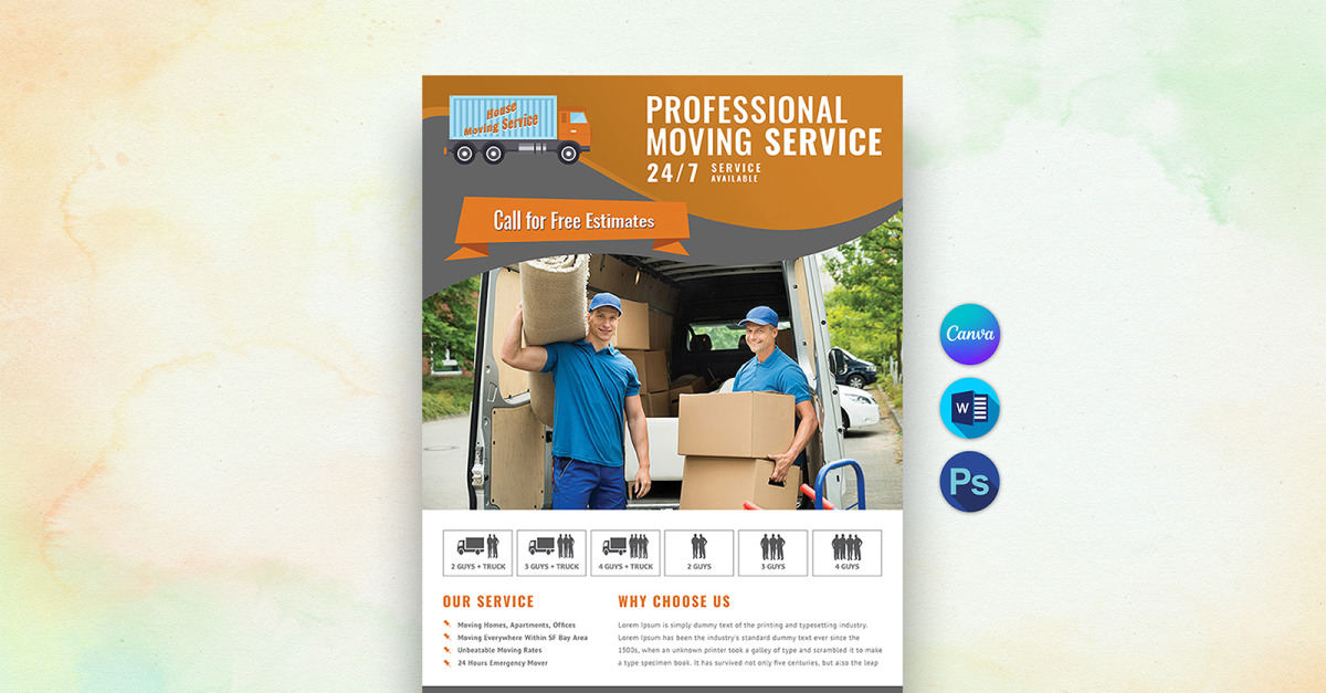 Canva Moving Flyer Template #423159 - TemplateMonster