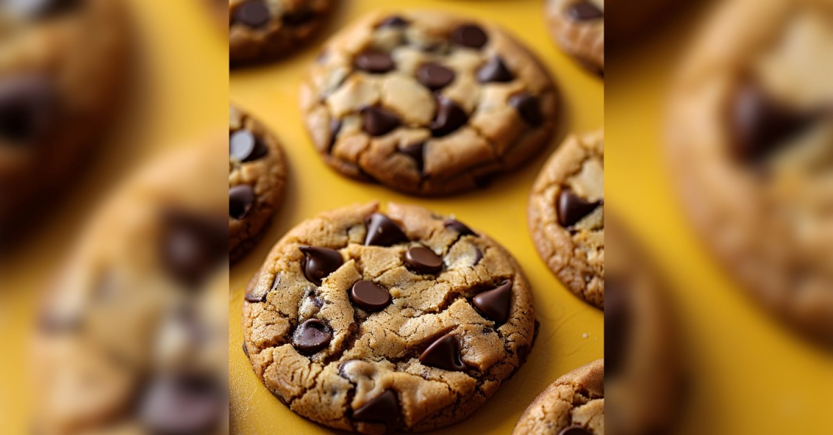 Collage de biscuits aux pépites de chocolat sur fond jaune 65
