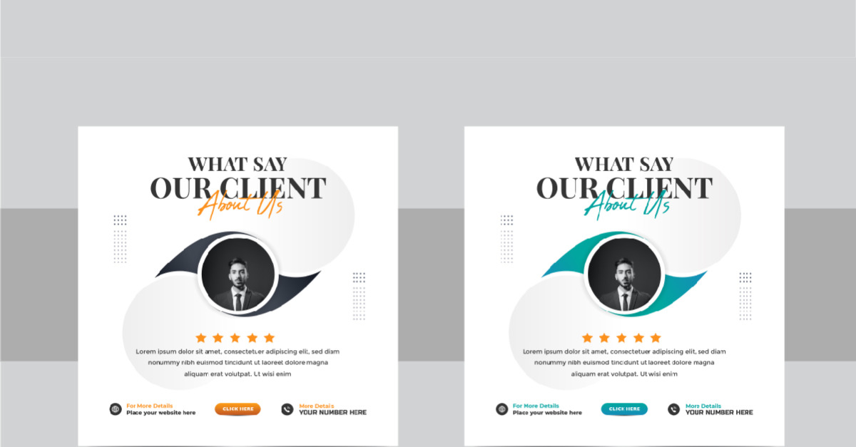 Customer feedback or client testimonial social media post design layout