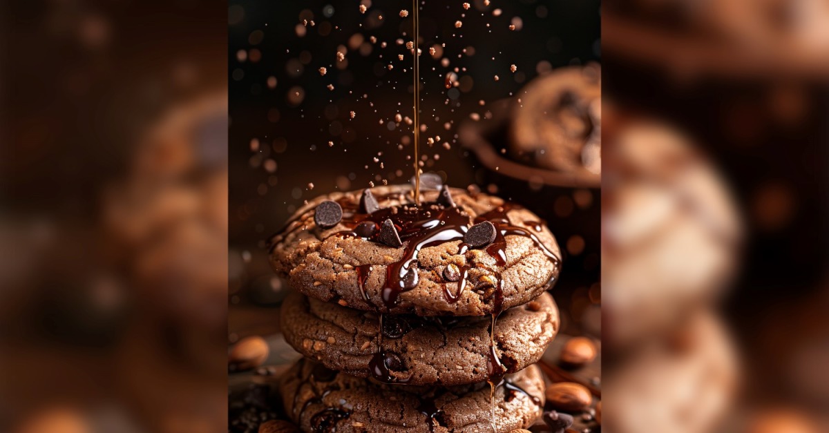 Floating Chocolate chip cookies stacked 46 - TemplateMonster
