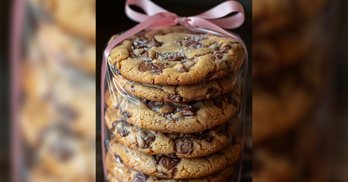 Cookies aux pépites de chocolat sur papier sulfurisé avec ruban 201