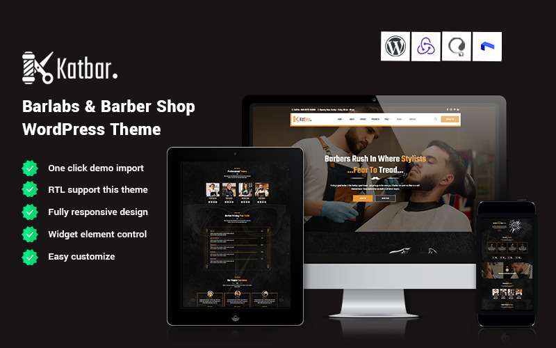 Katbar - Tema de WordPress para Barbero Elementor