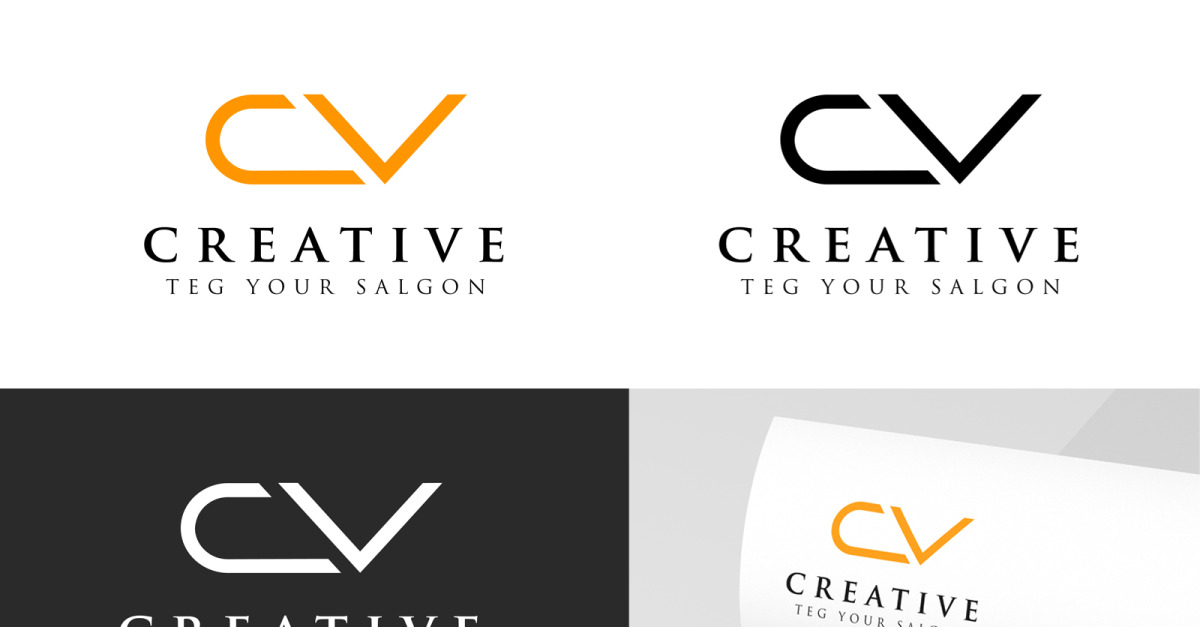 Modèle de conception de logo de lettres de CV, idée de logo de CV