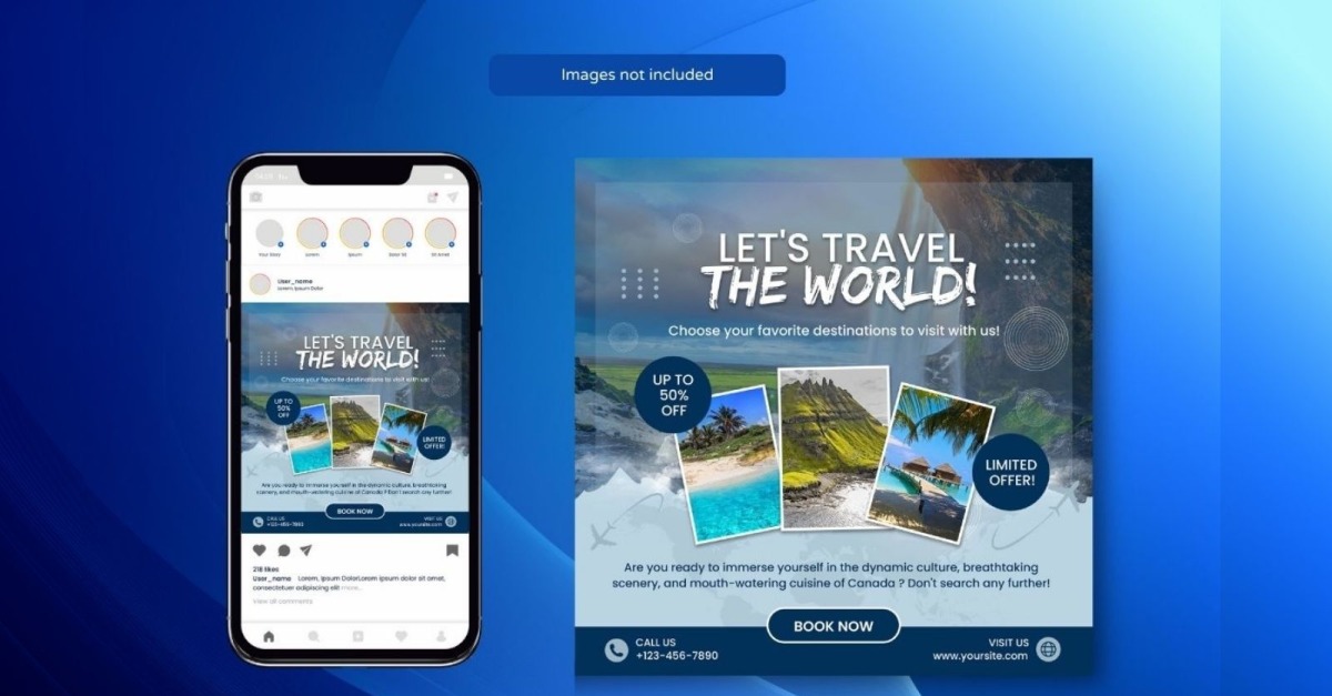 Modern Holiday Tours Promo Social Template - TemplateMonster
