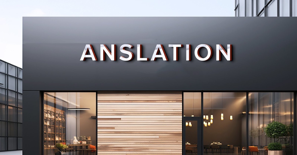 Storefront facade logo mockup 3d front sign logo mockup psd