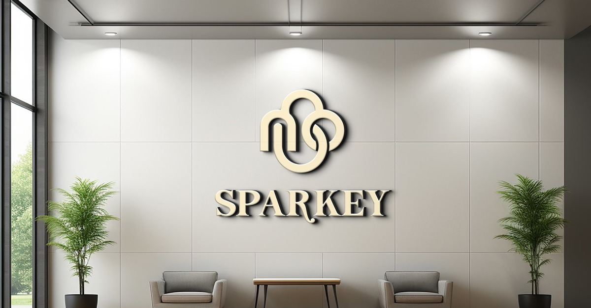 Business wall logo mockup indoor white wall mockup