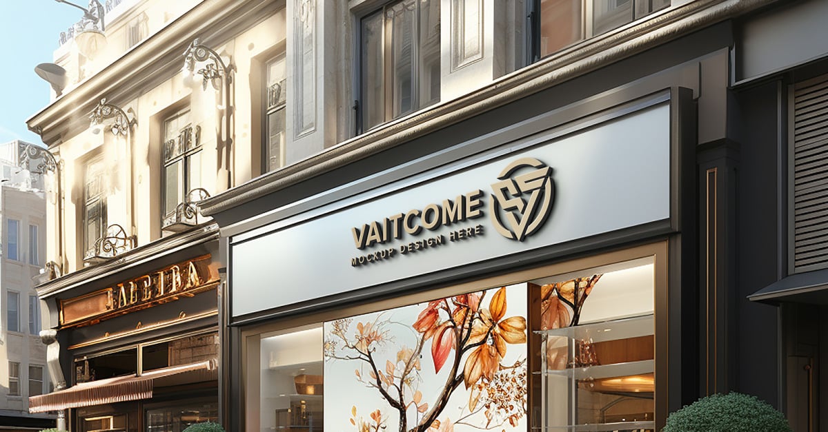 Logo mockup modern facade sign psd #423969 - TemplateMonster