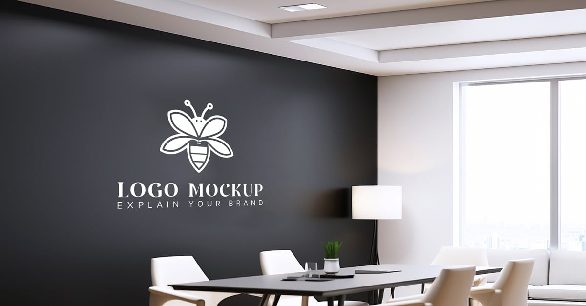 Office meeting room logo mockup conference room branding mockup