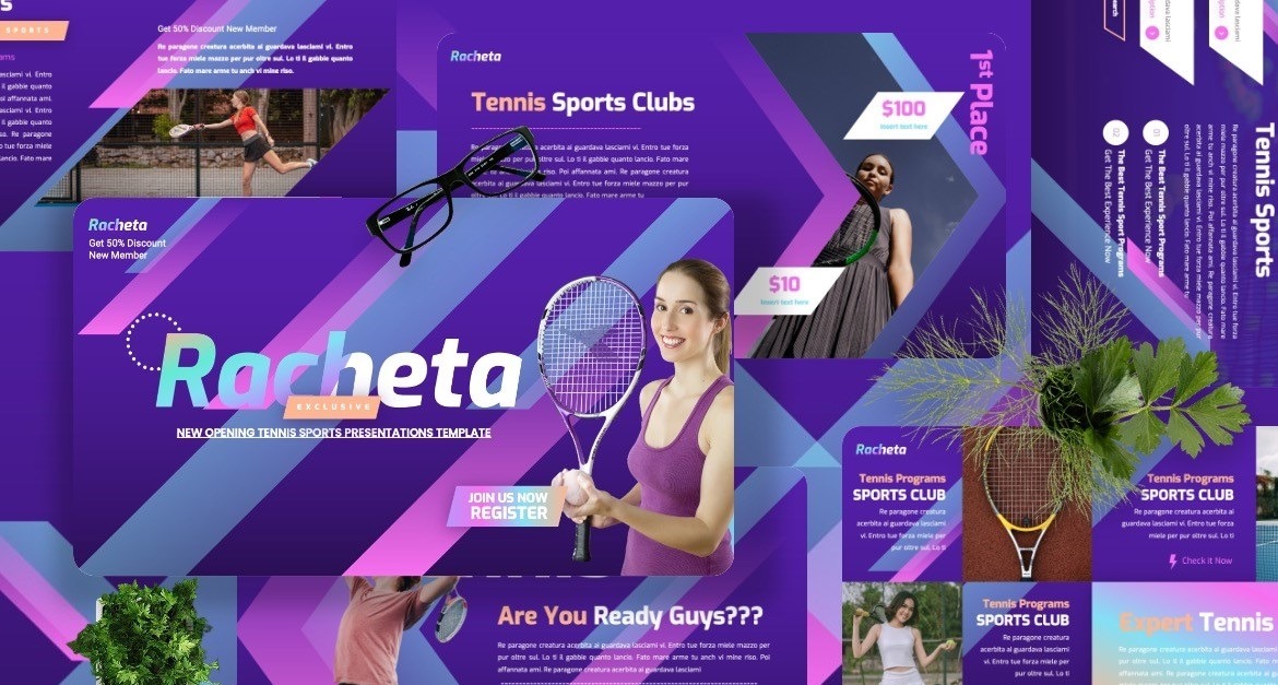 Racheta - Modelli Powerpoint per lo sport del tennis