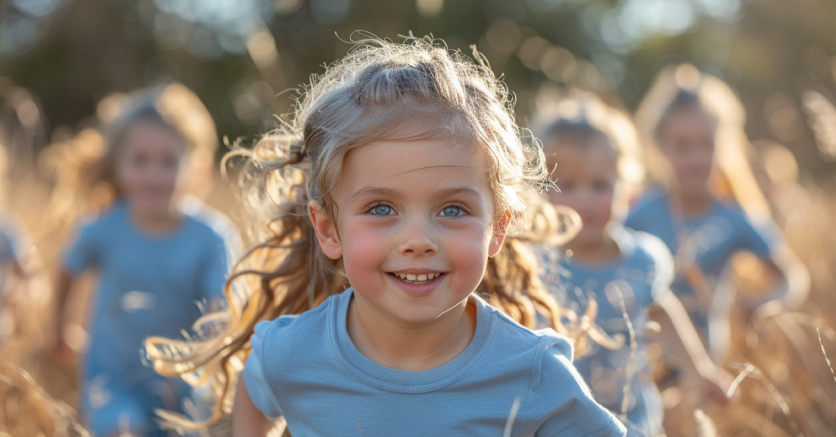 Enfants courant dans la cour de récréation de l'école 93