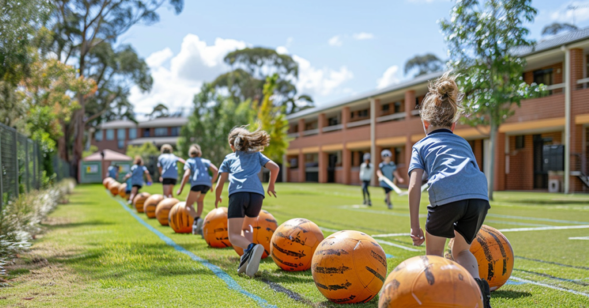 Kids Running in School playground 101 - TemplateMonster