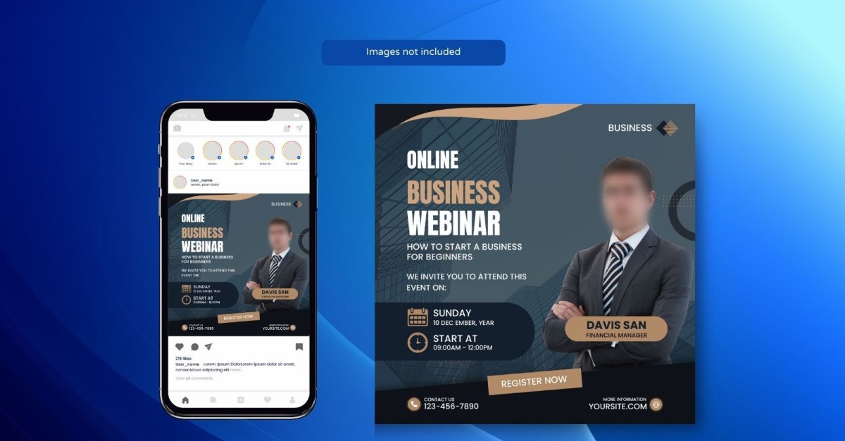 Innovative PSD Templates for Live Webinars and Corporate Social Media Brown