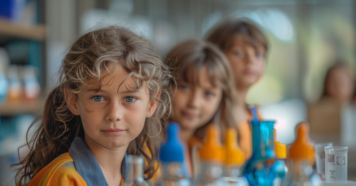 Kids Young scientists conducted experiments in school's lab 303