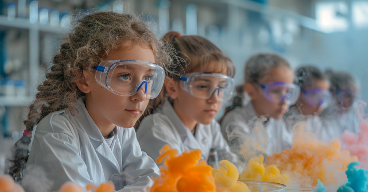 Kids Young scientists conducted experiments in school's lab 709