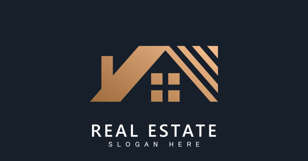 Vettore del modello di logo del bene immobile. Icona astratta della casa V0