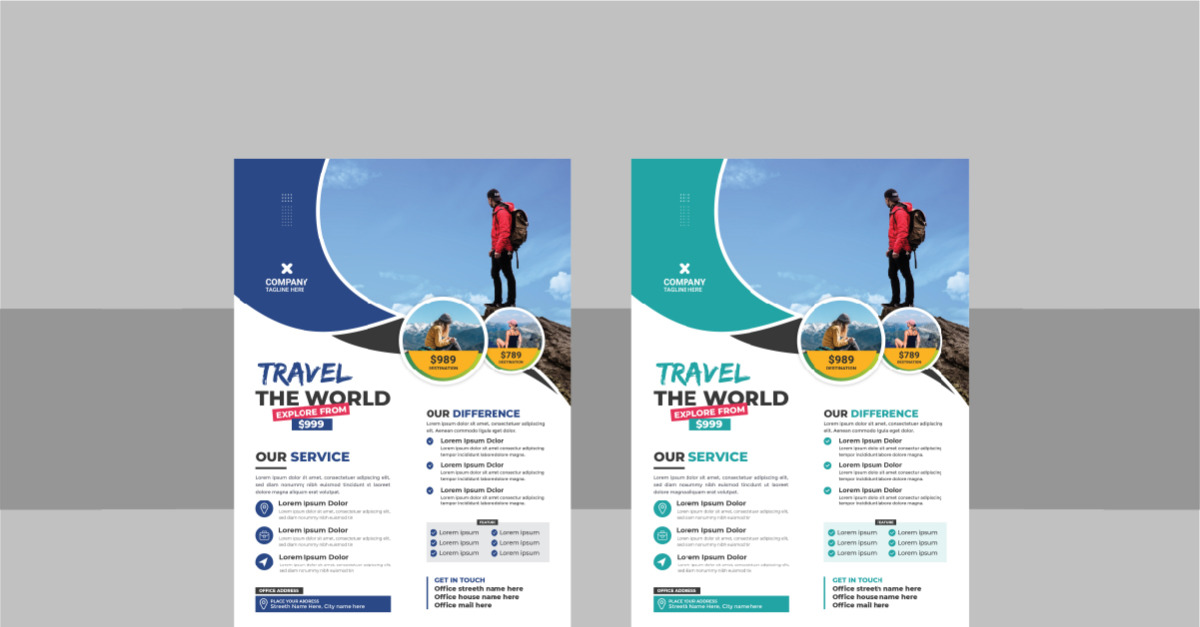 Layout de design de folheto de viagem moderno ou agência de viagens