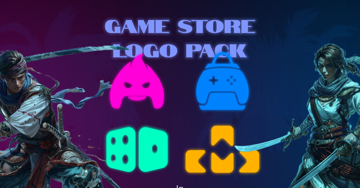 Game Store Logo Template Pack With Company Name Customization