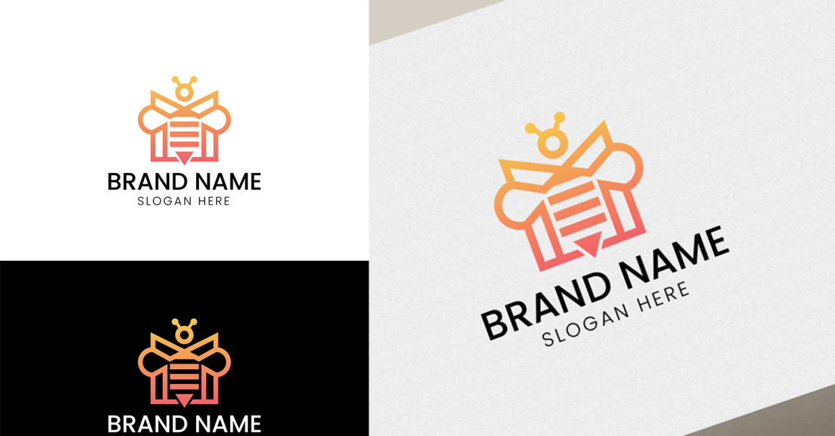 Modern bee vector logo-06-86 #426239 - TemplateMonster