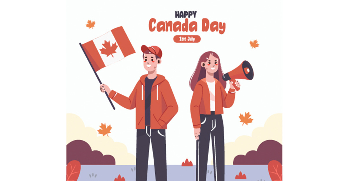 Drapeau canadien ondulant pour célébrer la fête du Canada Illustration