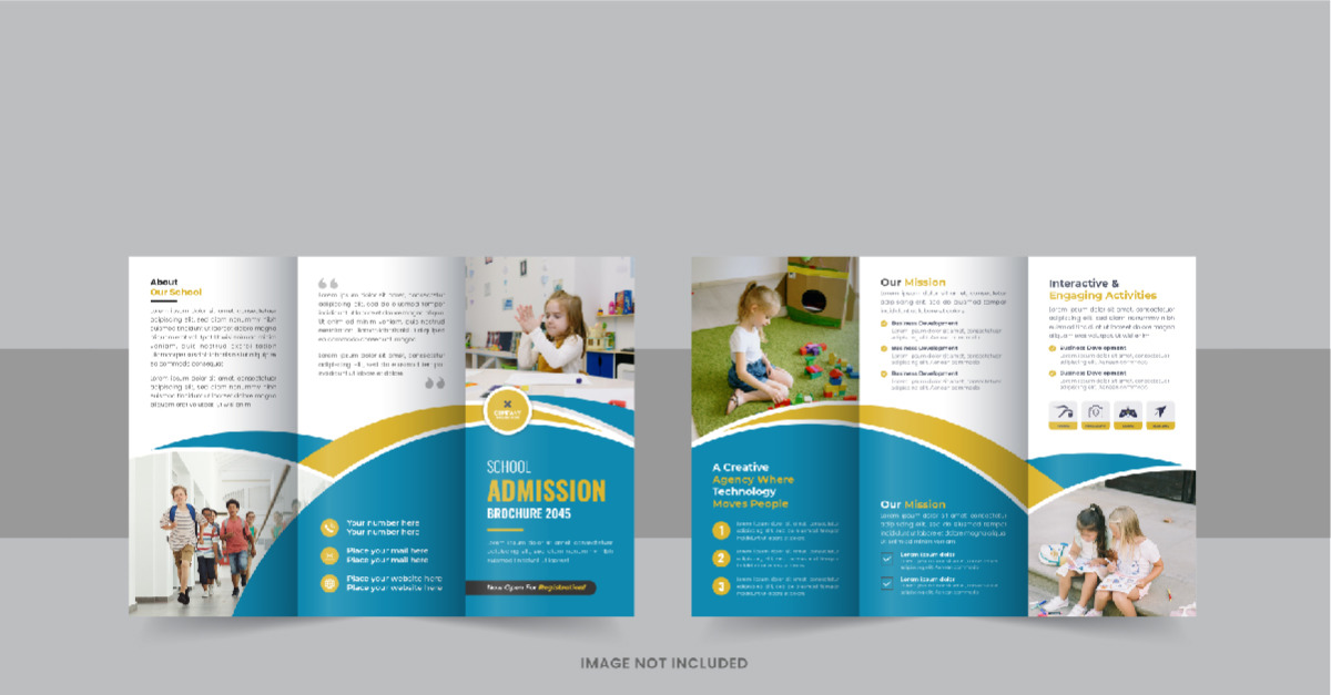 Kids back to school admission trifold, Admission tri fold brochure ...