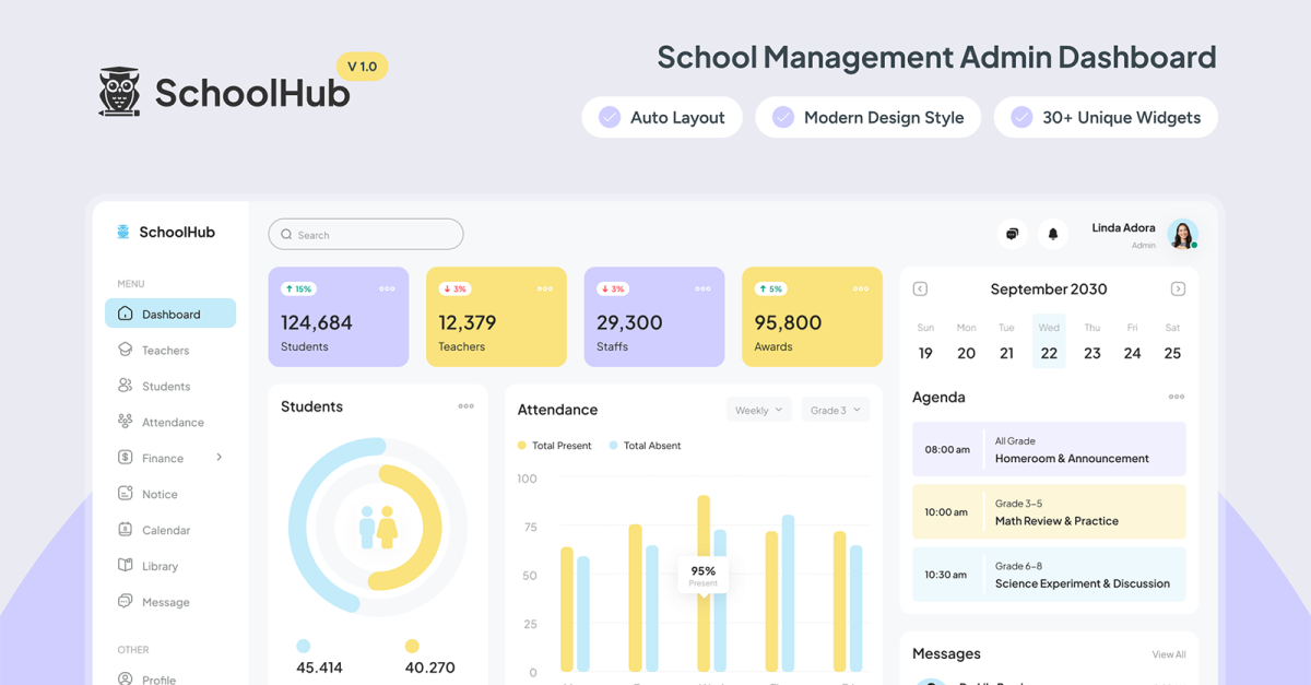 SchoolHub - School Management Dashboard - TemplateMonster