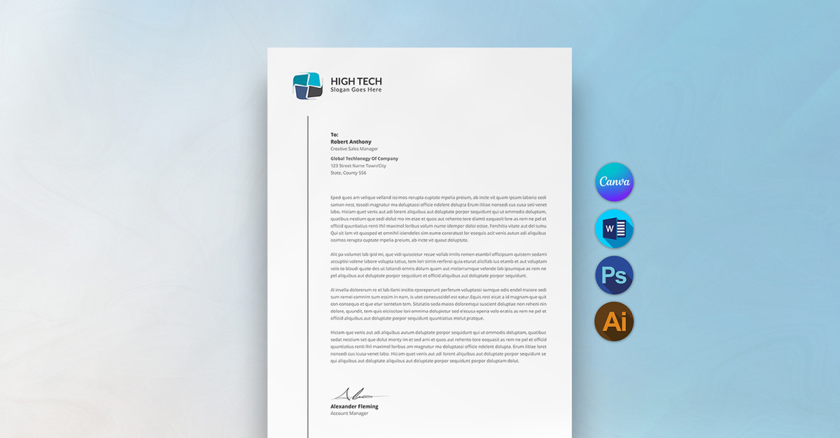 Business Letterhead Template Canva #427084 - TemplateMonster