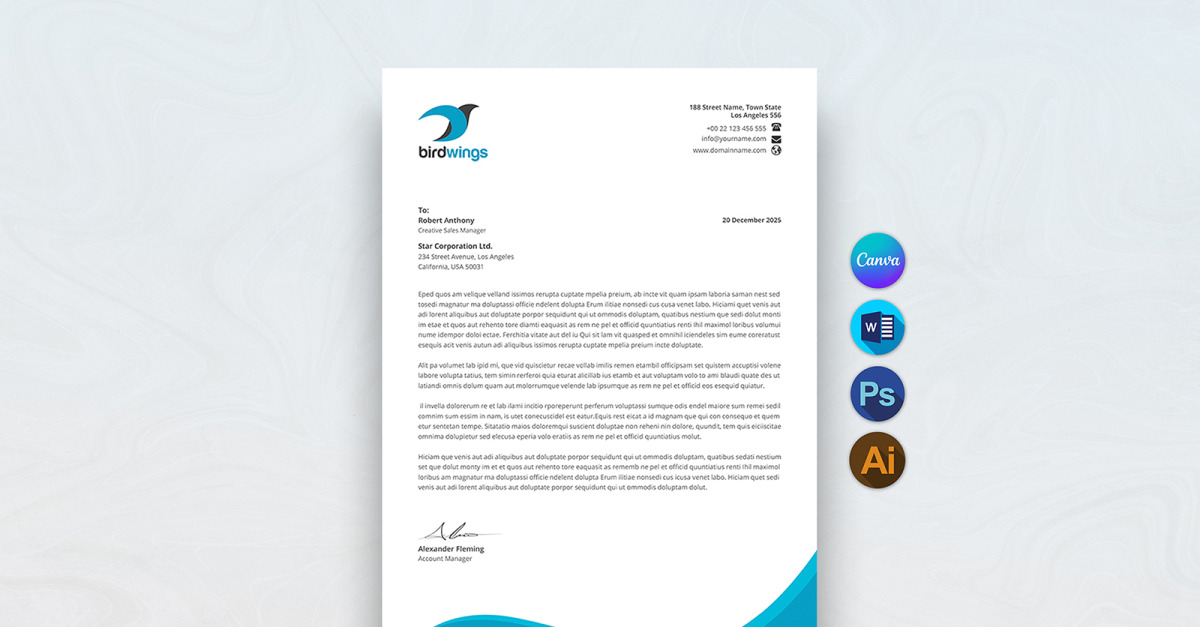 Business Letterhead Template With Canva - TemplateMonster