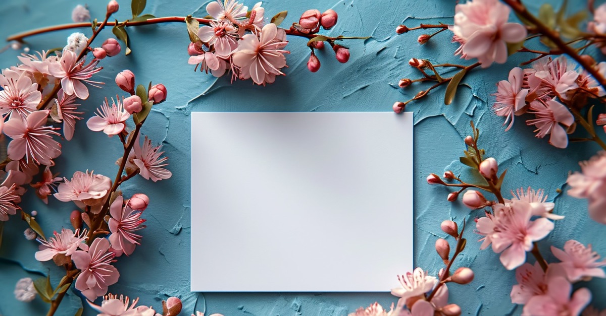 Carte en papier blanc sur la maquette de conception de fleurs 92