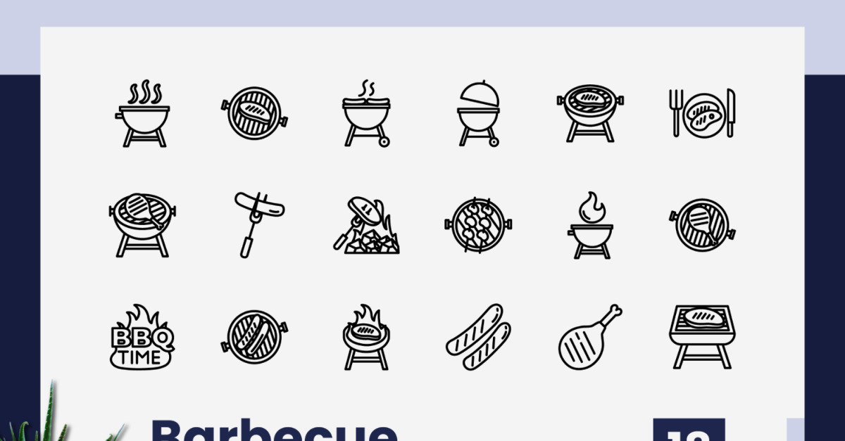Barbecue Outline Black Icons #427462 - TemplateMonster