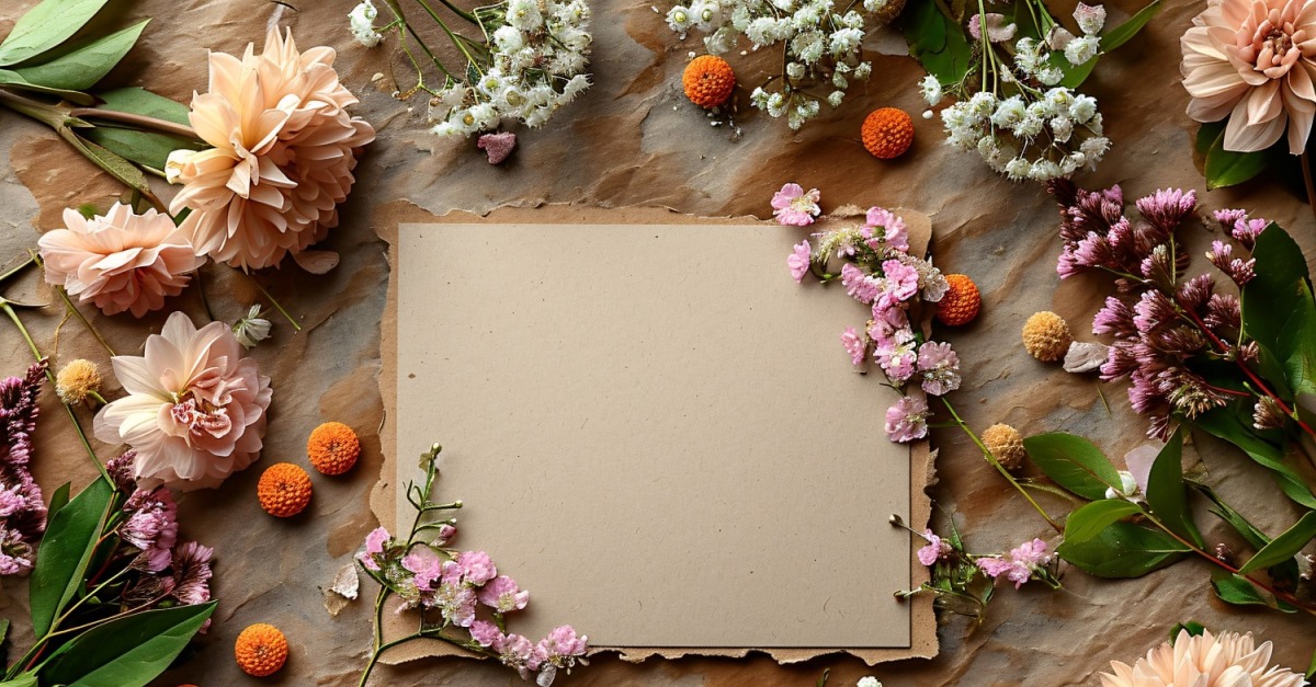 Sand Color Paper Flowers Card Mockup 241 - TemplateMonster
