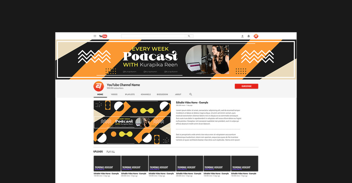 Creative YouTube Cover Template 2 #427529 - TemplateMonster