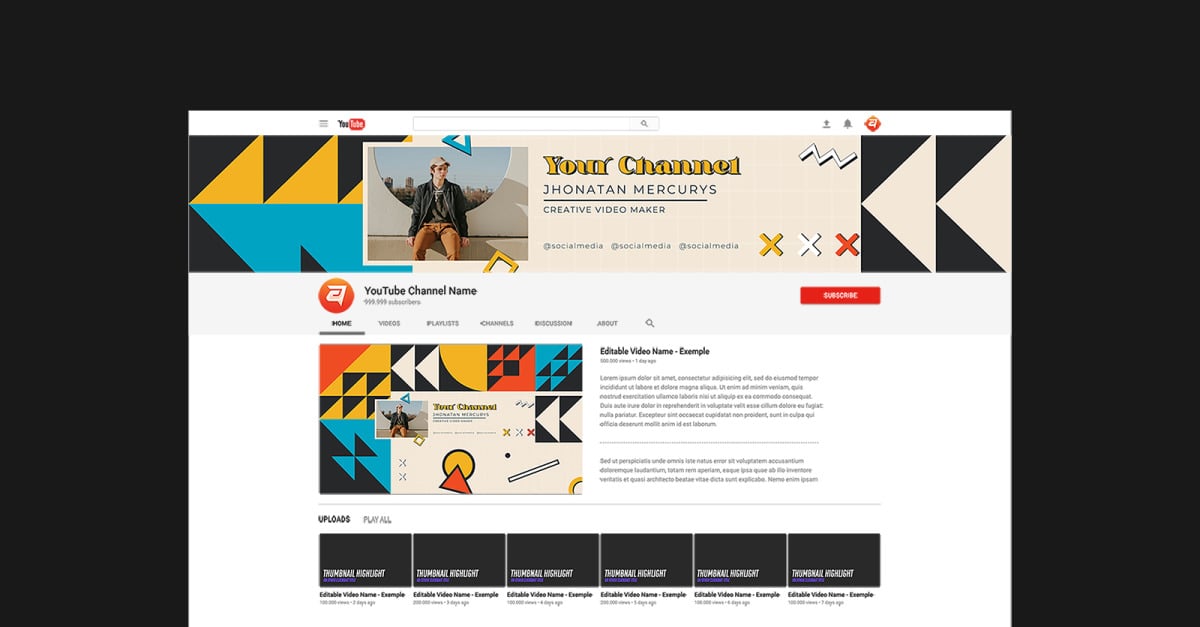 Creative YouTube Cover Template 4 #427534 - TemplateMonster
