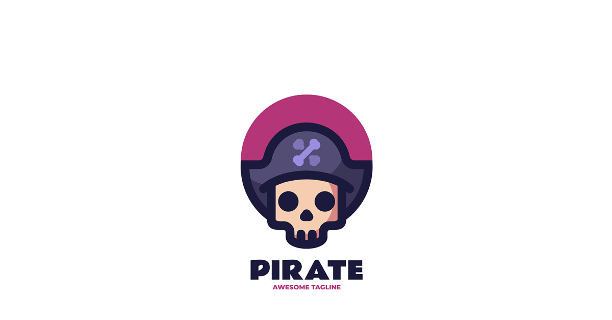 Pirate Skull Simple Mascot Logo #427542 - TemplateMonster
