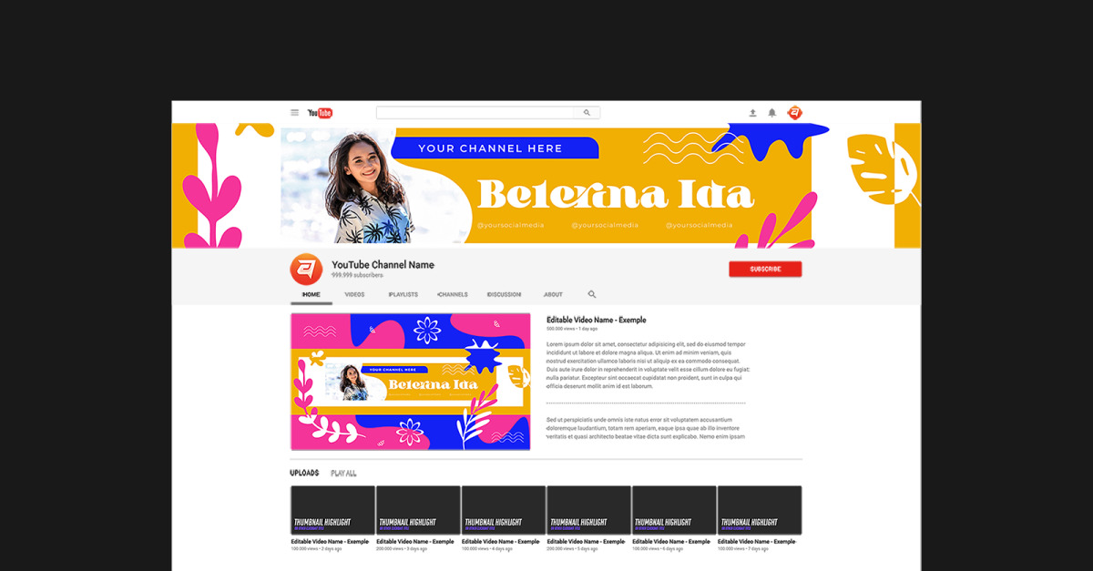 Creative YouTube Cover Template 5 #428144 - TemplateMonster