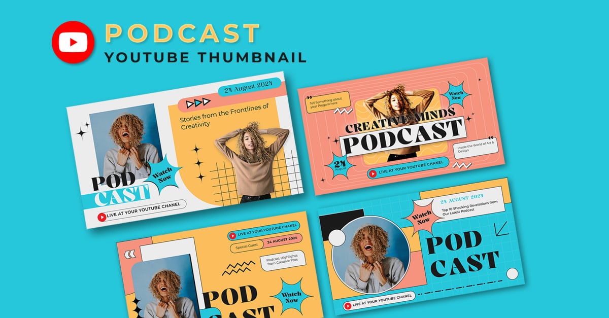 Podcast YouTube Thumbnail Template #428147 - TemplateMonster