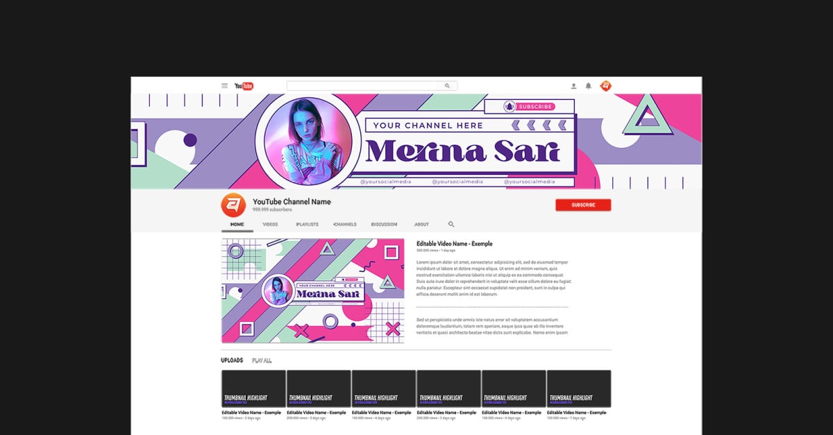 Creative YouTube Cover Template 8 #428256 - TemplateMonster