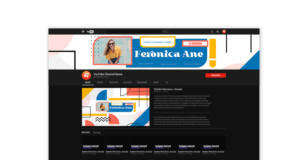 Creative YouTube Cover Template 9 #428257 - TemplateMonster